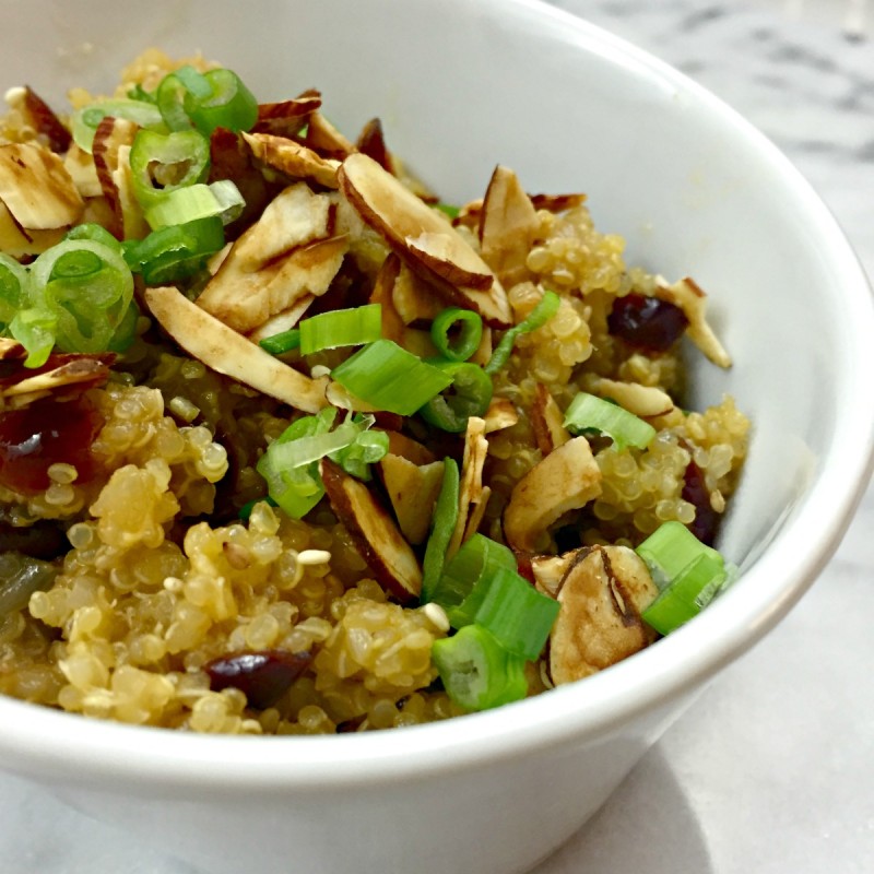 savory quinoa with toasted almonds and dried cranberries - radish*rose